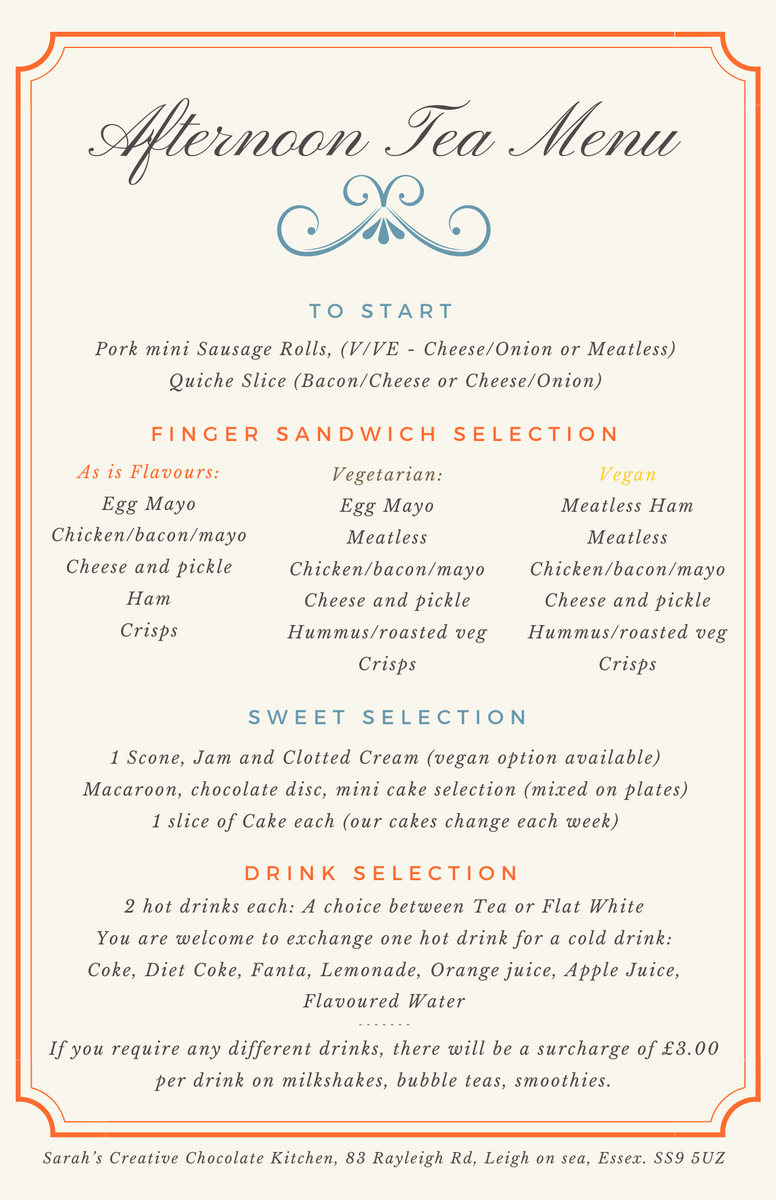 AFTERNOON TEA - LEIGH ON SEA, ESSEX – Sarah's Creative Chocolate Kitchen